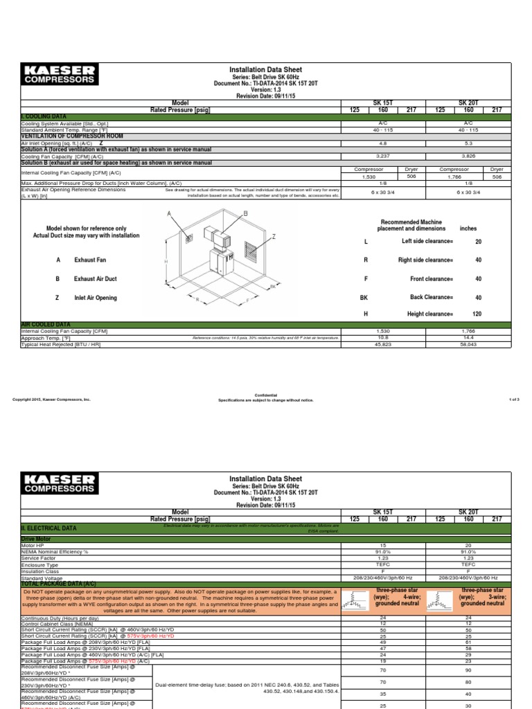 Kaeser SK Installation Data Sheet File-1466182088 | PDF | Air ...
