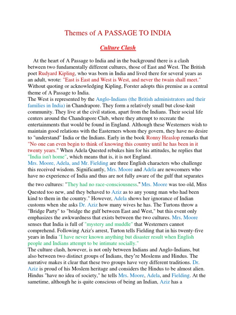 Themes of A Passage To India: Culture Clash | PDF | Religion And Belief