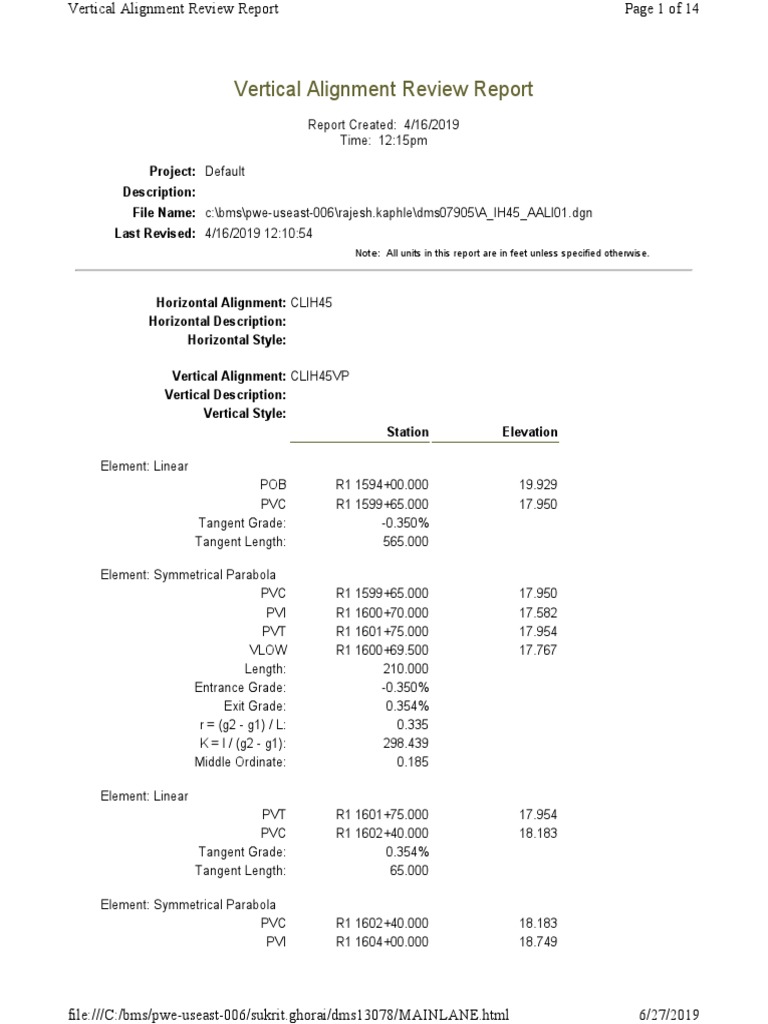 Vertical Alignment Review Report | PDF | Manifold | Mathematical Objects