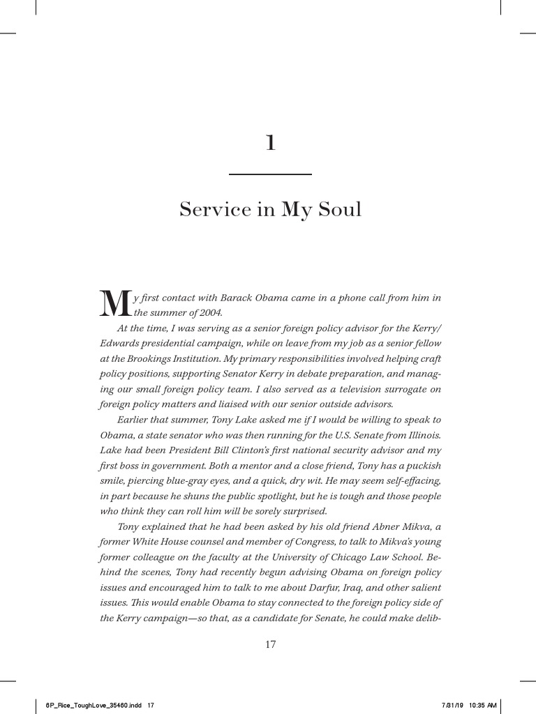 Excerpt From "Tough Love" by Susan Rice | PDF | Barack Obama