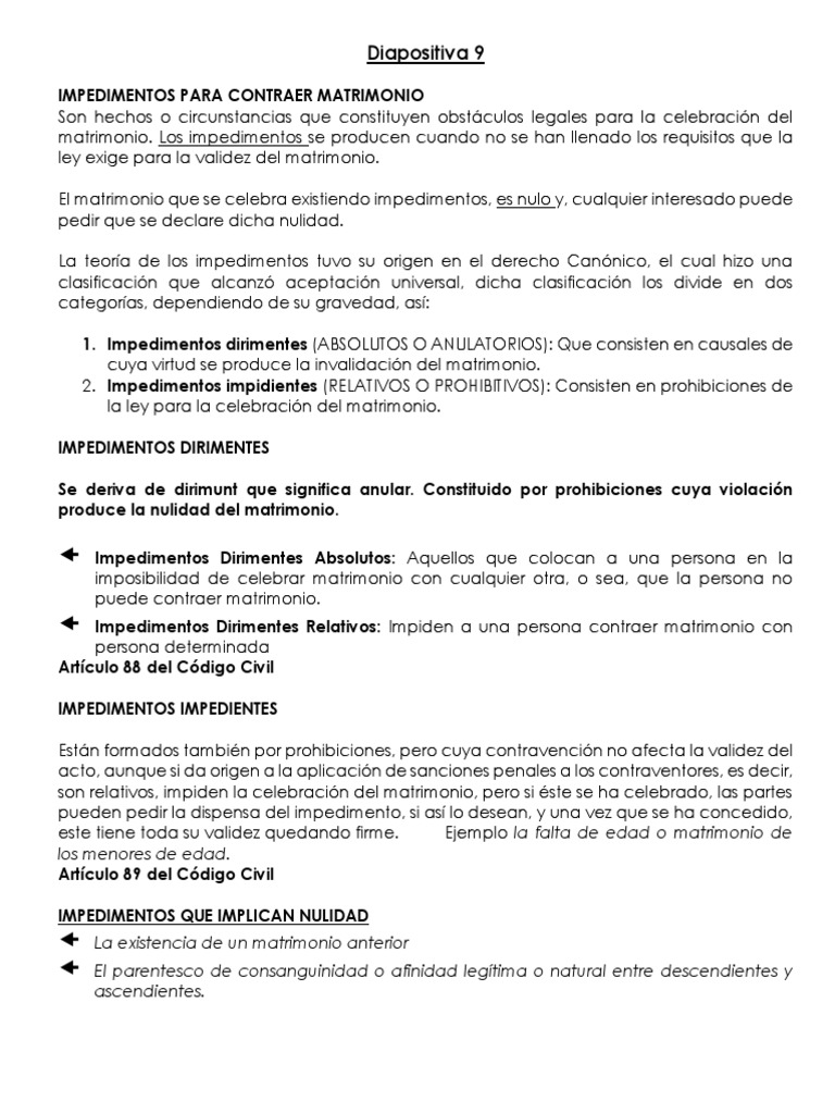 Impedimentos para Contraer Matrimonio | PDF | Parentesco | Matrimonio