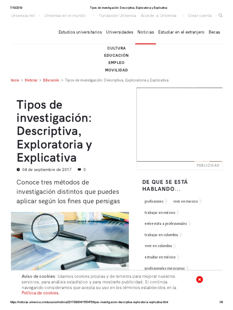 Tipos de Investigación Descriptiva, Exploratoria y Explicativa | PDF ...
