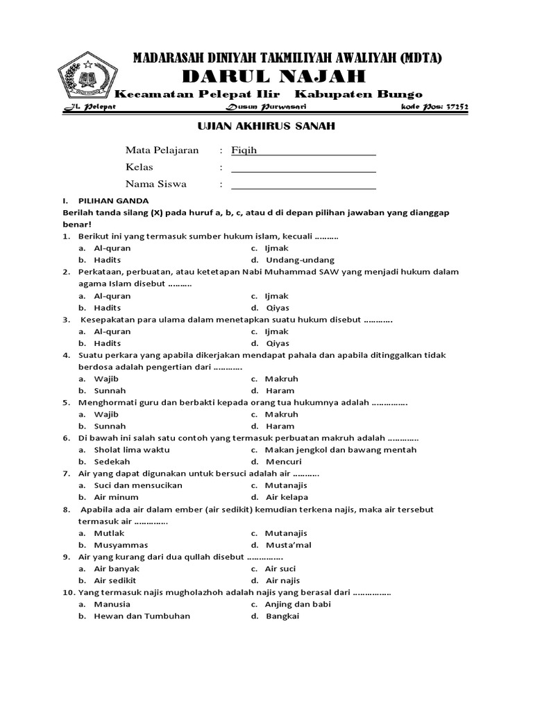 Soal Semester Madin | PDF