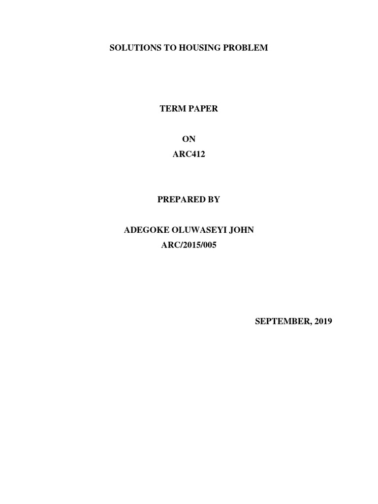 Solutions To Housing Problems | PDF | Federal Housing Administration ...