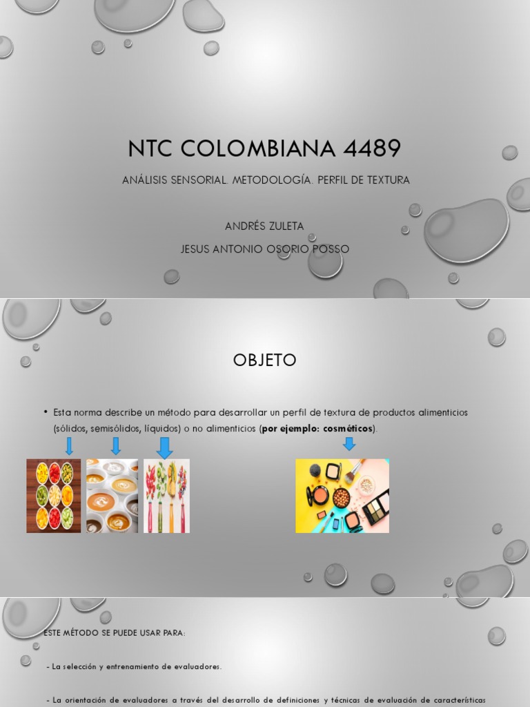 NTC COLOMBIANA 4489 Perfil de Textura | PDF | gordo | Alimentos