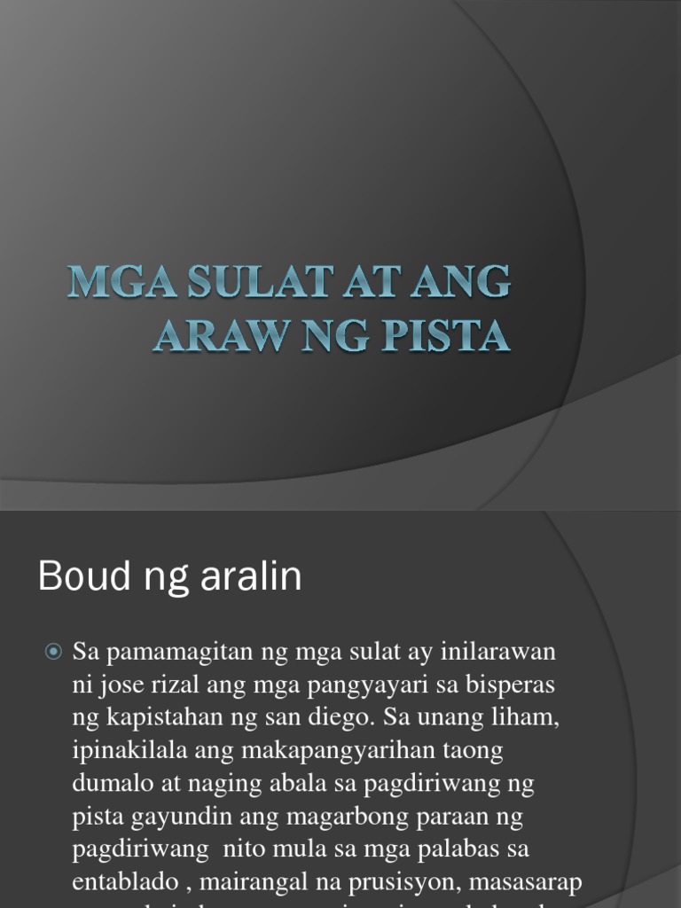 Mga Sulat at Araw NG Pista Report Filipino | PDF