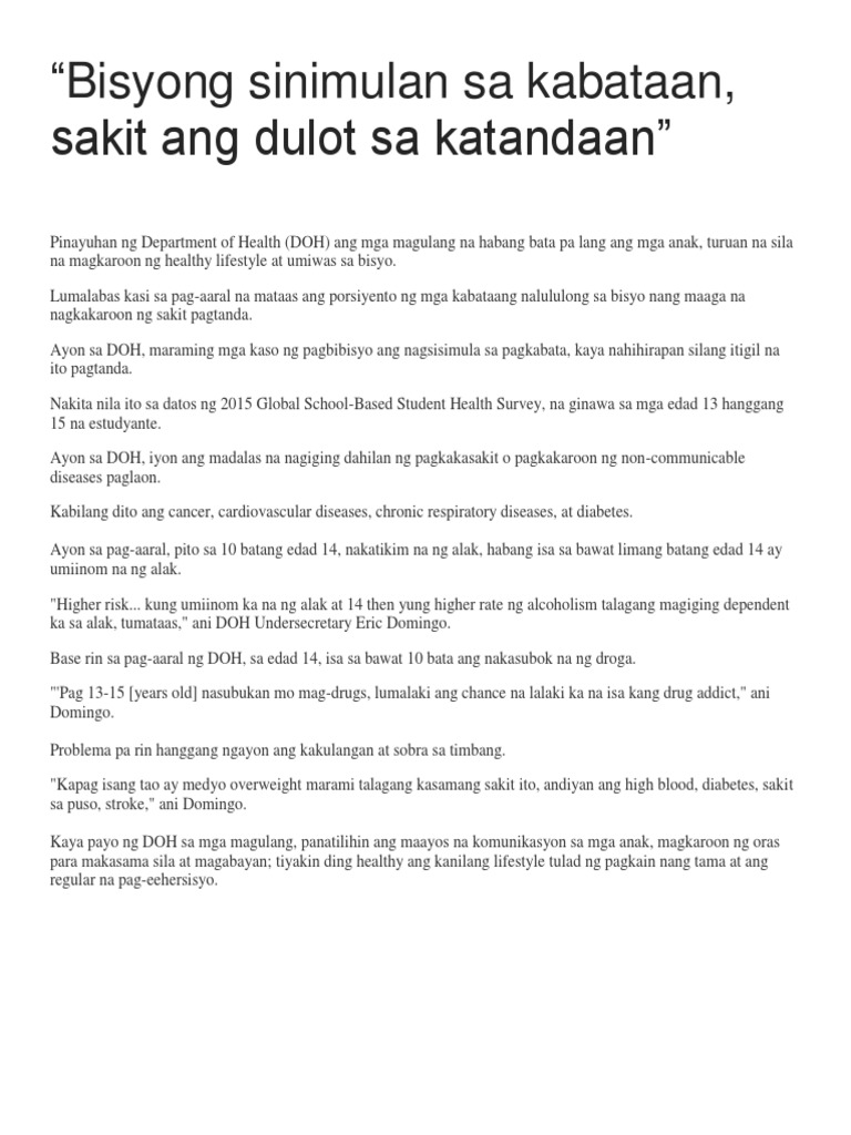 Bisyong Sinimulan NG Kabataan | PDF Bisyong Sinimulan NG Kabataan | PDF