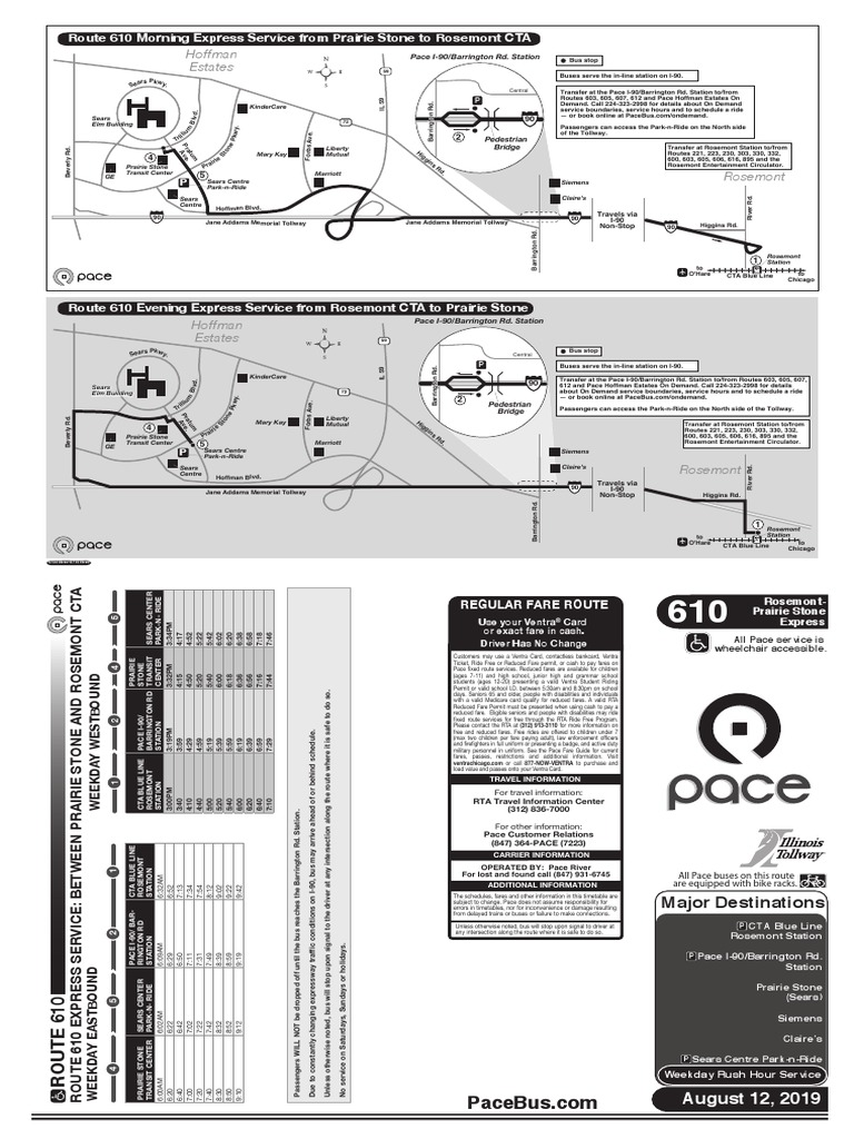 Hoffman Estates: Route 610 Morning Express Service From Prairie Stone ...