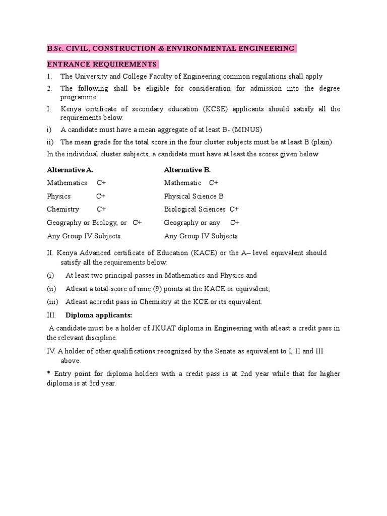 Bsc. Civil Construction Environmental Engineering | PDF | Diploma ...