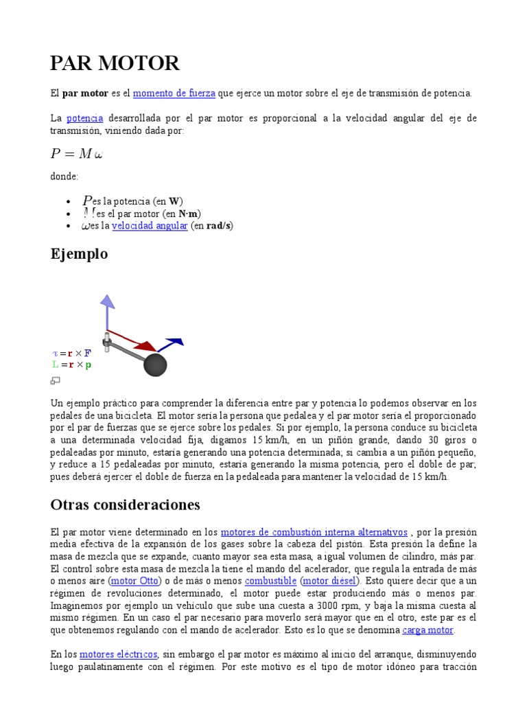 Par Motor | PDF | Esfuerzo de torsión | Ingeniería mecánica