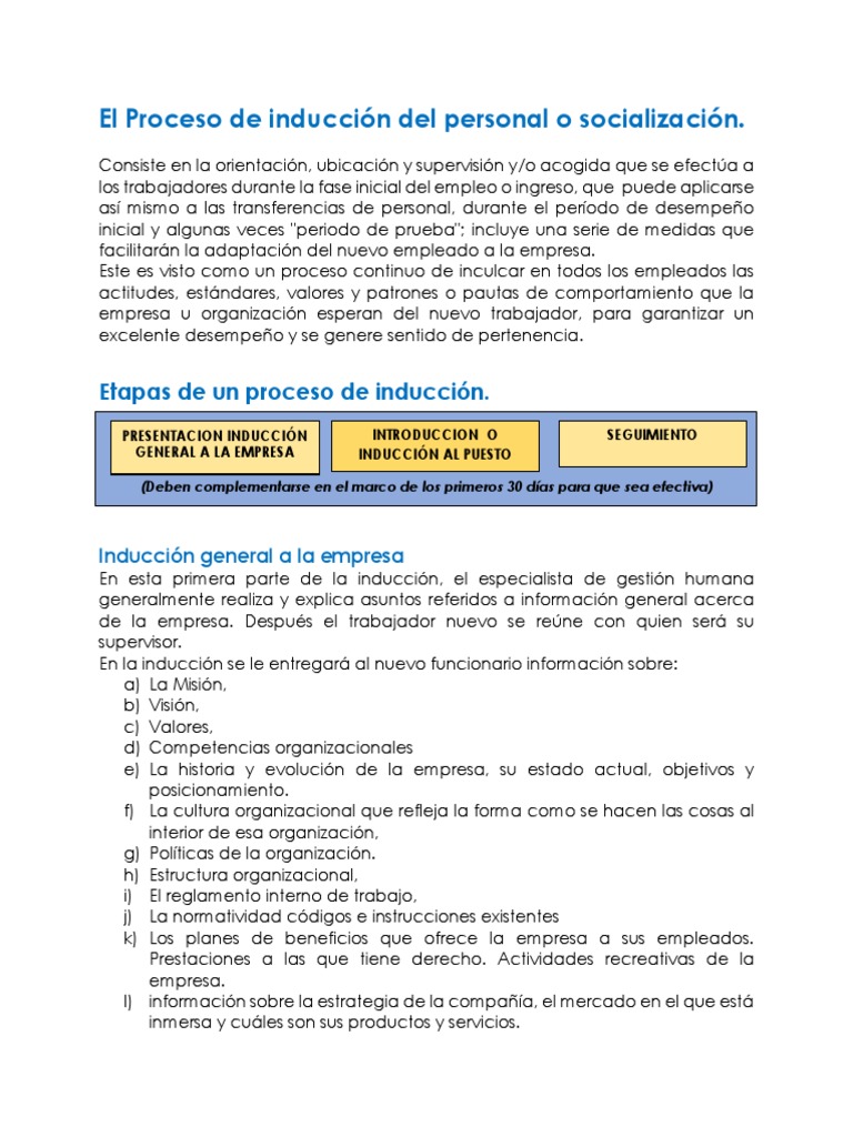 El Proceso de Inducción Del Personal | PDF | Razonamiento inductivo ...