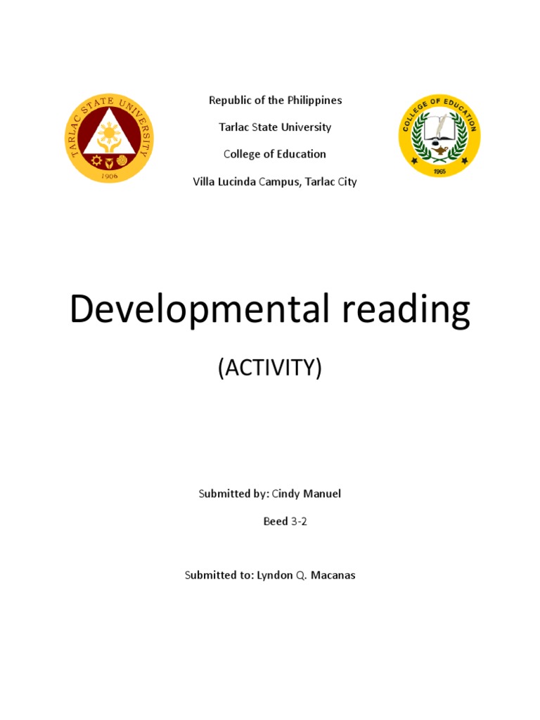 Developmental Reading: (Activity) | PDF | Cognition | Learning