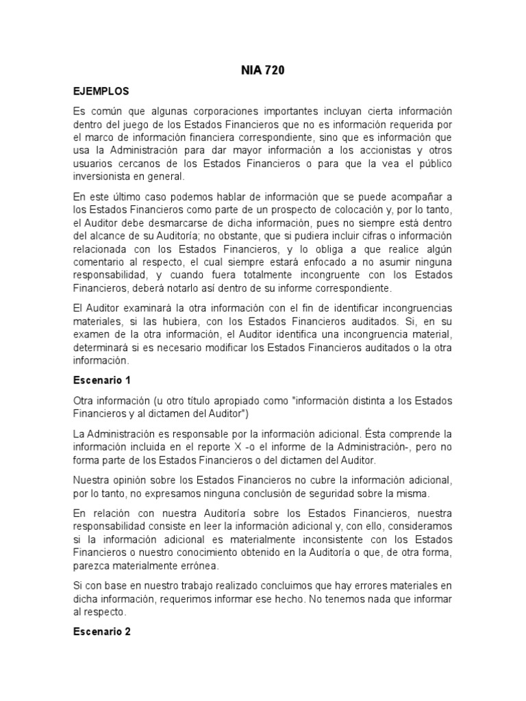 Nia 720 | PDF | Auditoría | Contralor