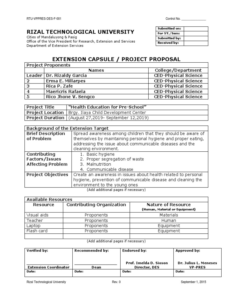 DES F 001 Capsule Proposal | PDF | Hygiene | Hand Washing
