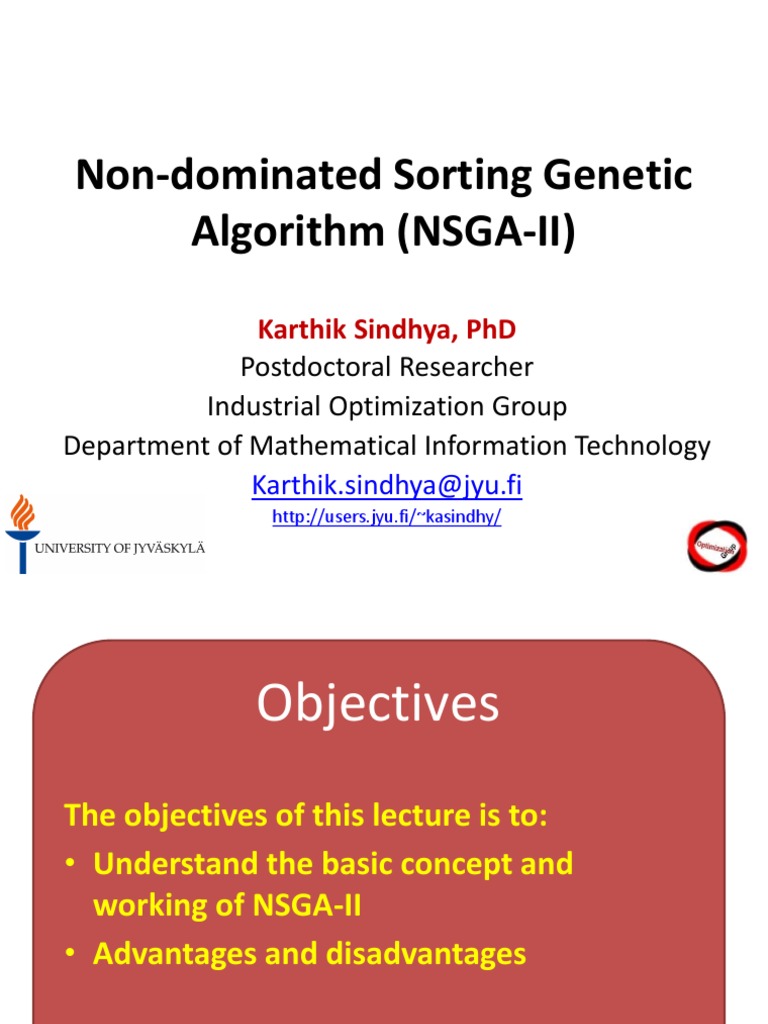 NSGA-II Genetic Algorithm for Multi-Objective Optimization | PDF