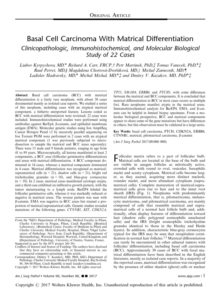 CBC Diferenciação Matrical | PDF | Neoplasms | P53