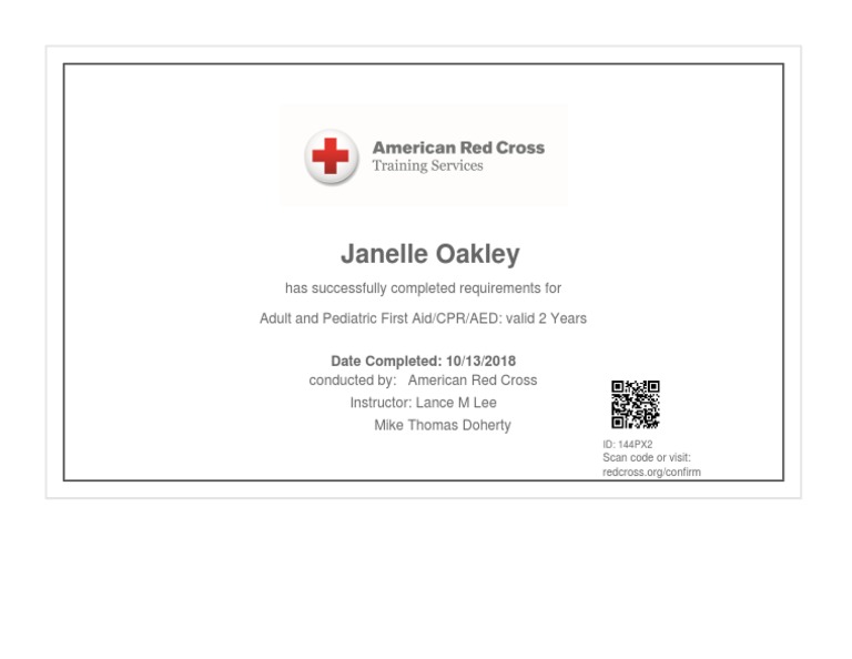 Red Cross Certificate | PDF