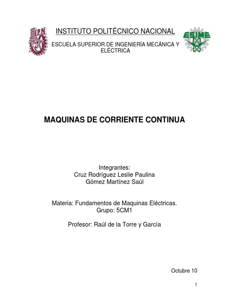 Maquinas de Corriente Continua | PDF | Inductor | Generador eléctrico
