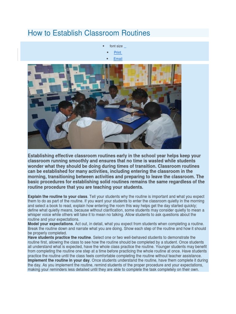 Establishing Effective Classroom Routines | PDF | Classroom | Teachers