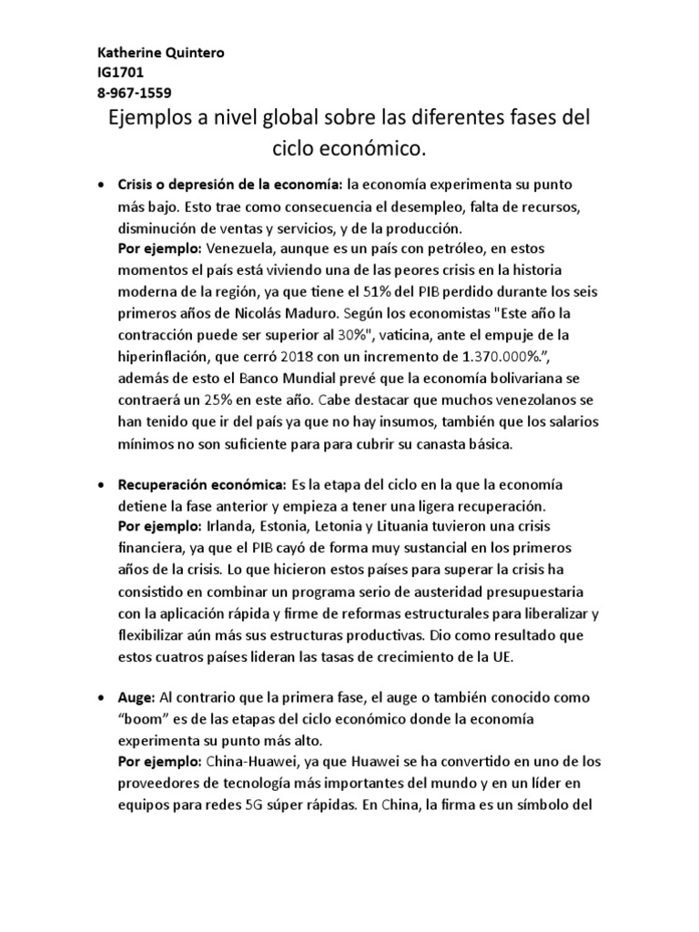 Ejemplos A Nivel Global Sobre Las Diferentes Fases Del Ciclo Económico ...