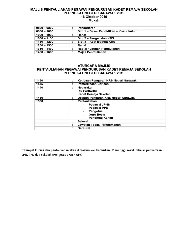 Tantatif Aturcara Pentauliahan Pegawai Pengurusan Krs | PDF