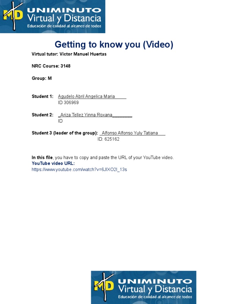 Virtual Tutor Introduction Video | PDF