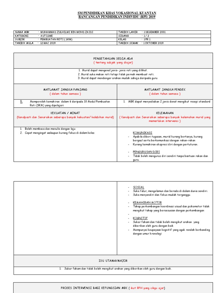 SM Pendidikan Khas Vokasional Kuantan Rancangan Pendidikan Individu ...