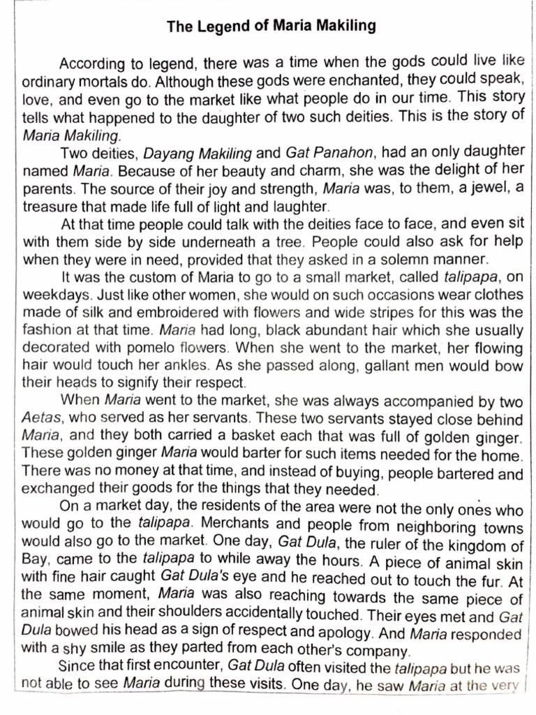 The Legend of Maria Makiling: Maria Makiling Dayang Maki/ing Gat ...