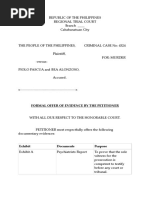 Sample Formal Offer of Evidence | PDF | Prosecutor | Common Law