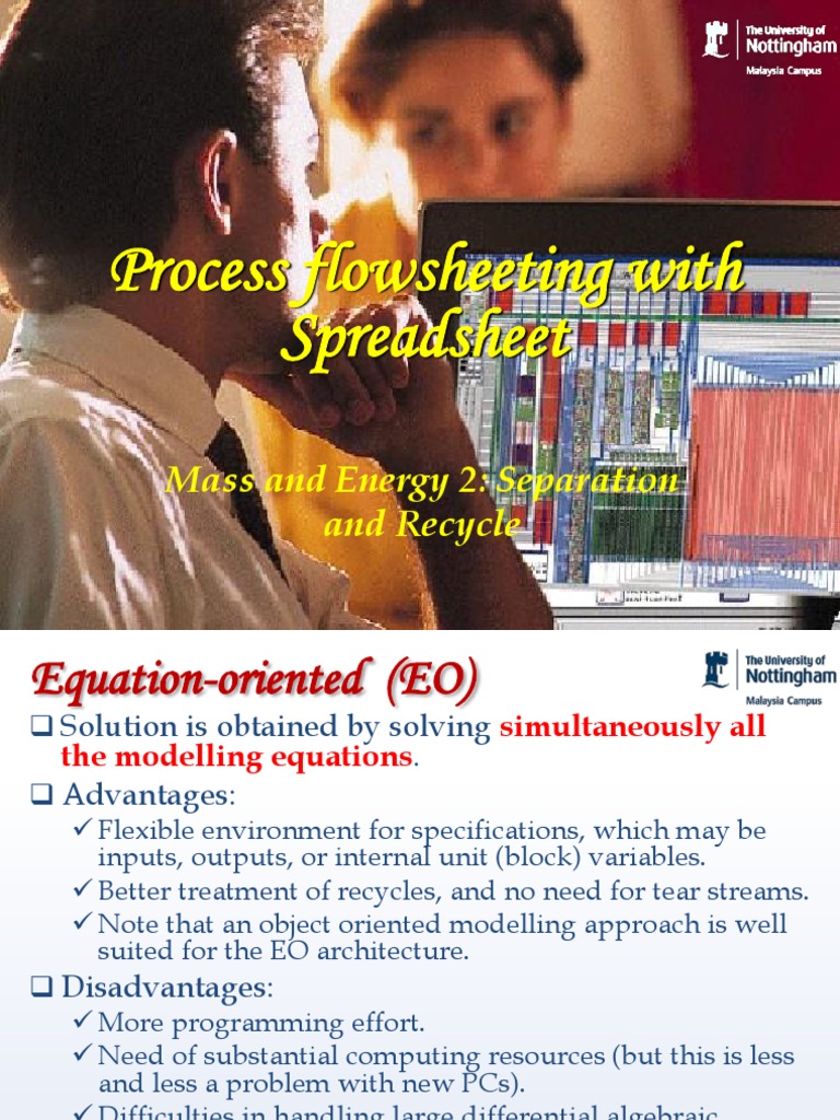 Process flowsheeting with Spreadsheet - Mass and Energy 2: Separation and Recycle Equation ...