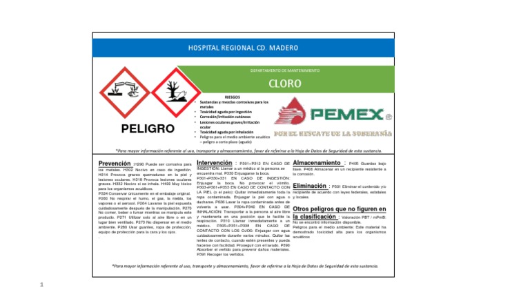 ETIQUETA CLORO | Cloro | Toxicidad