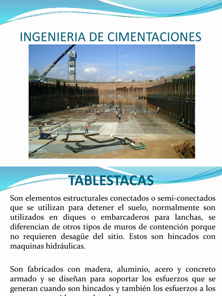 Diseño y Tipos de Tablestacas | PDF | Hormigón | Ingeniería
