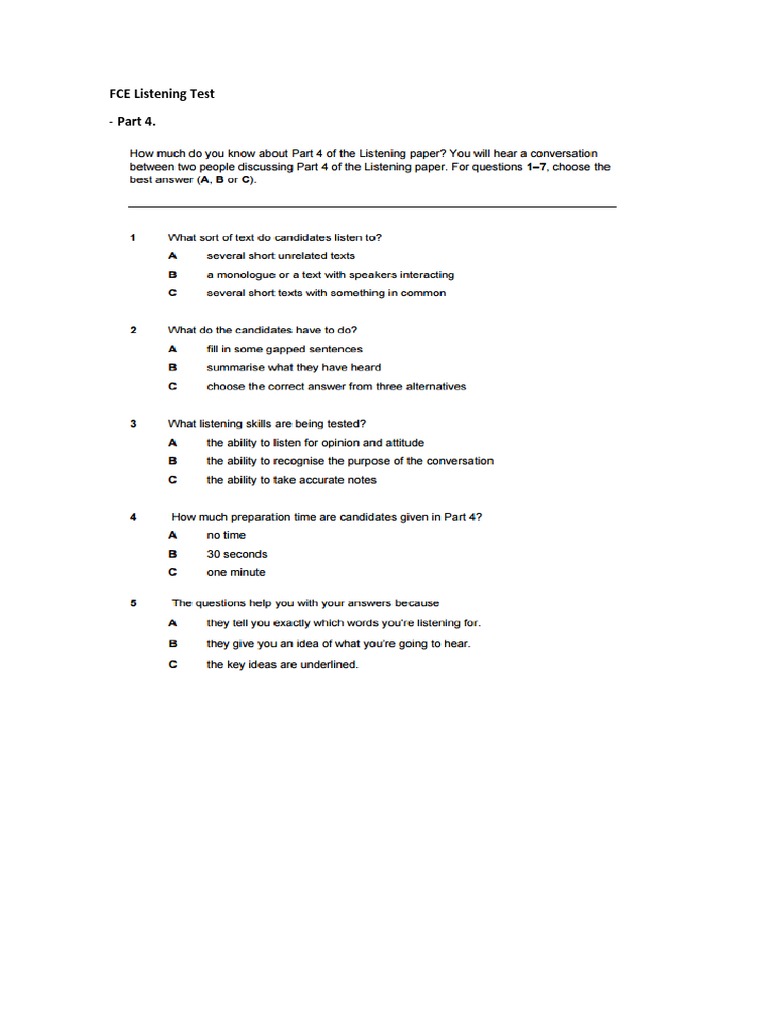 FCE Listening Practice Test | PDF