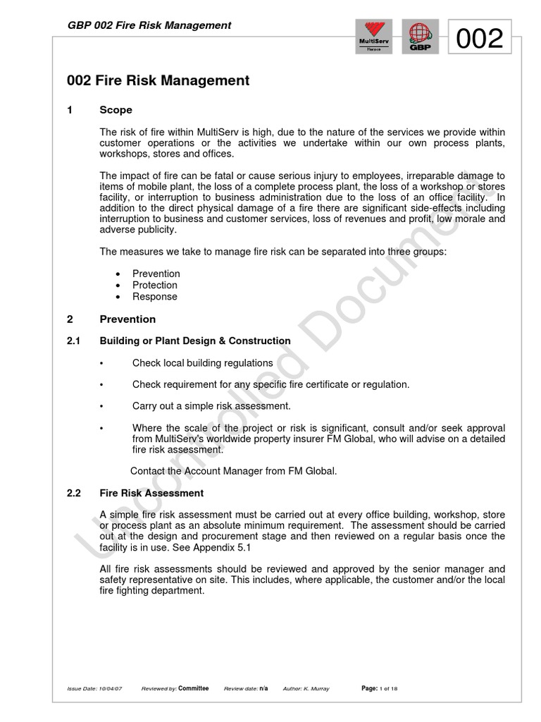 Fire Risk Management | PDF | Risk Management | Fires