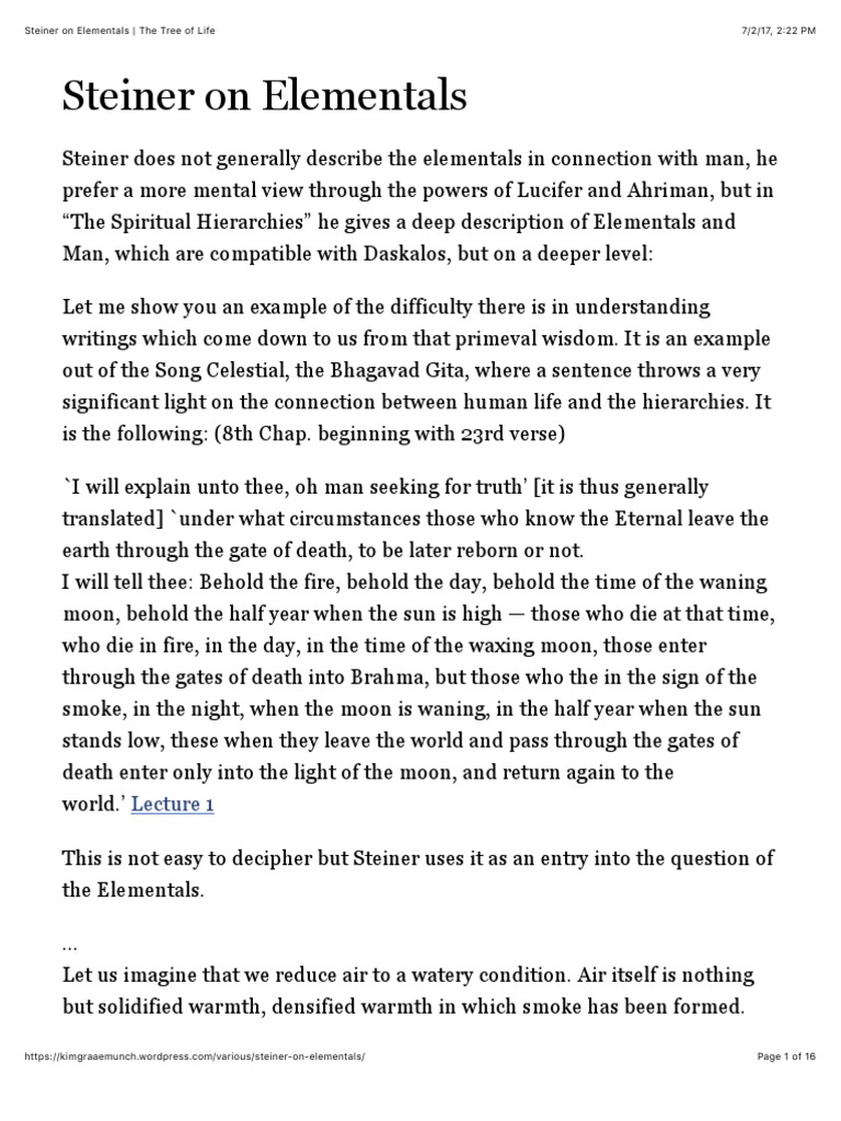 Rudolf Steiner On Elementals | PDF | Soul | Rudolf Steiner