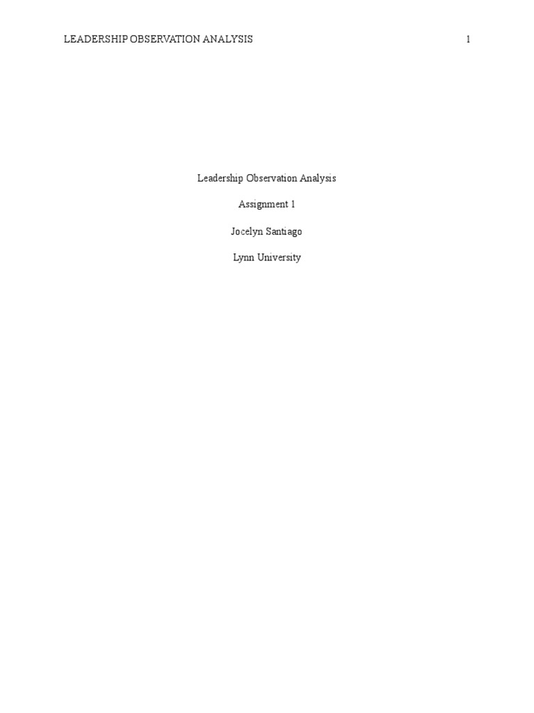 Leadership Observation Analysis !1 | PDF | Leadership | Psychological ...