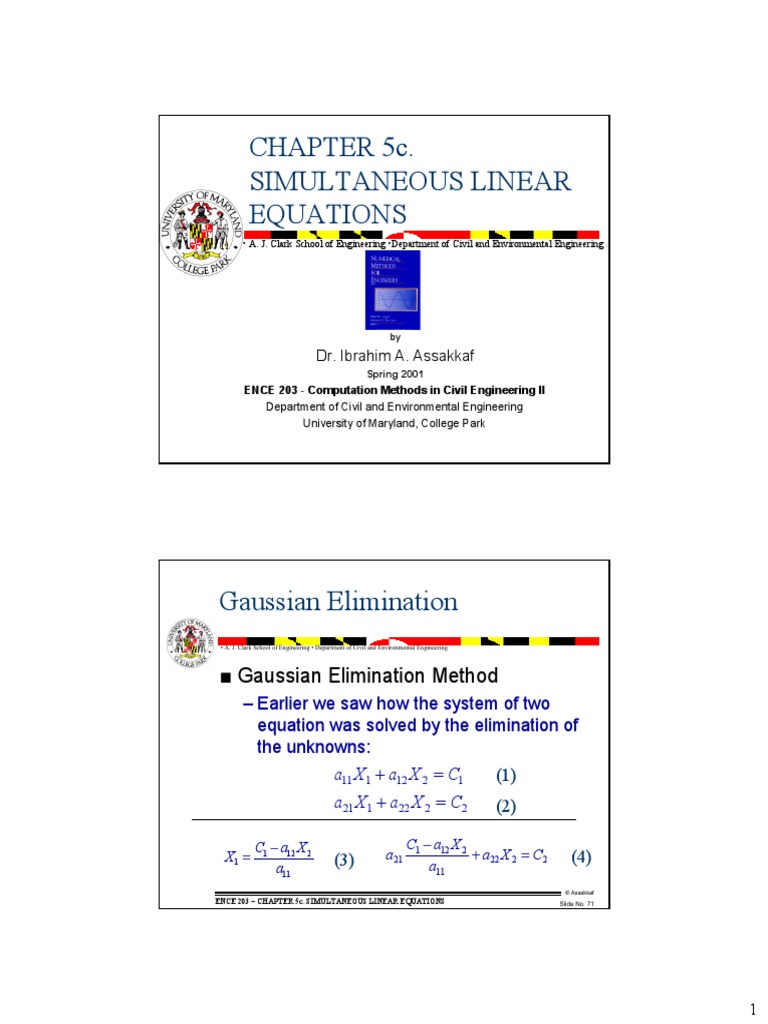 Chapter 5C. Simultaneous Linear Equations: Gaussian Elimination Method | PDF | System Of Linear ...