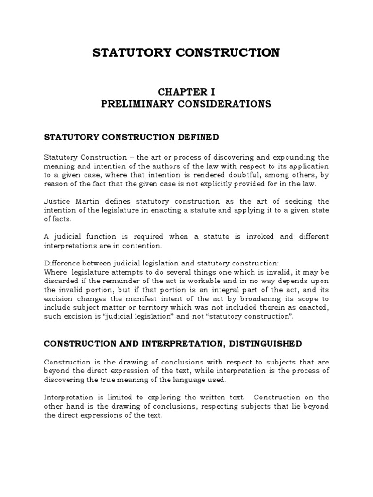 Statutory Construction | PDF | Statutory Interpretation | Bill (Law)