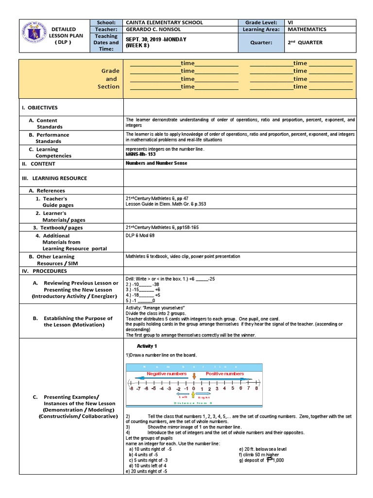 DLP 6 Math q2 Sept. 30 - Oct. 4 Week 8 | PDF | Subtraction | Teaching ...