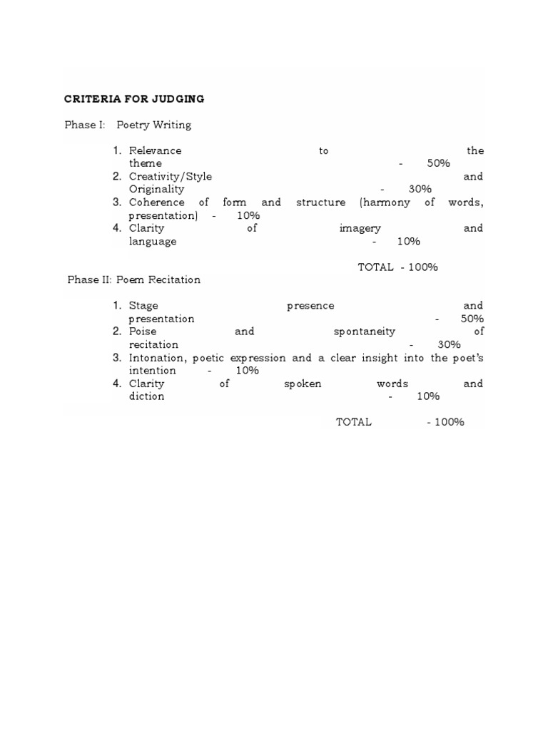 Criteria For Judging | PDF