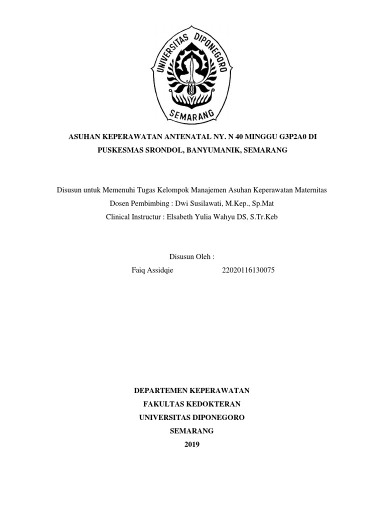 Asuhan Keperawatan Antenatal Ny. N 40 Minggu G3P2A0 Di Puskesmas ...