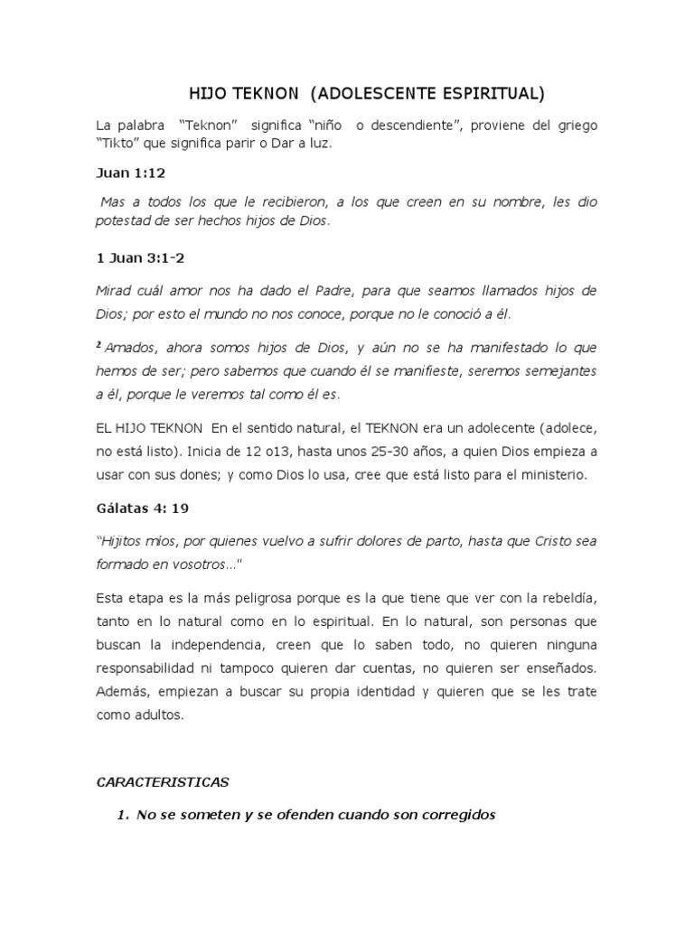 Hijo Teknon | PDF | Iglesia Católica | Dios