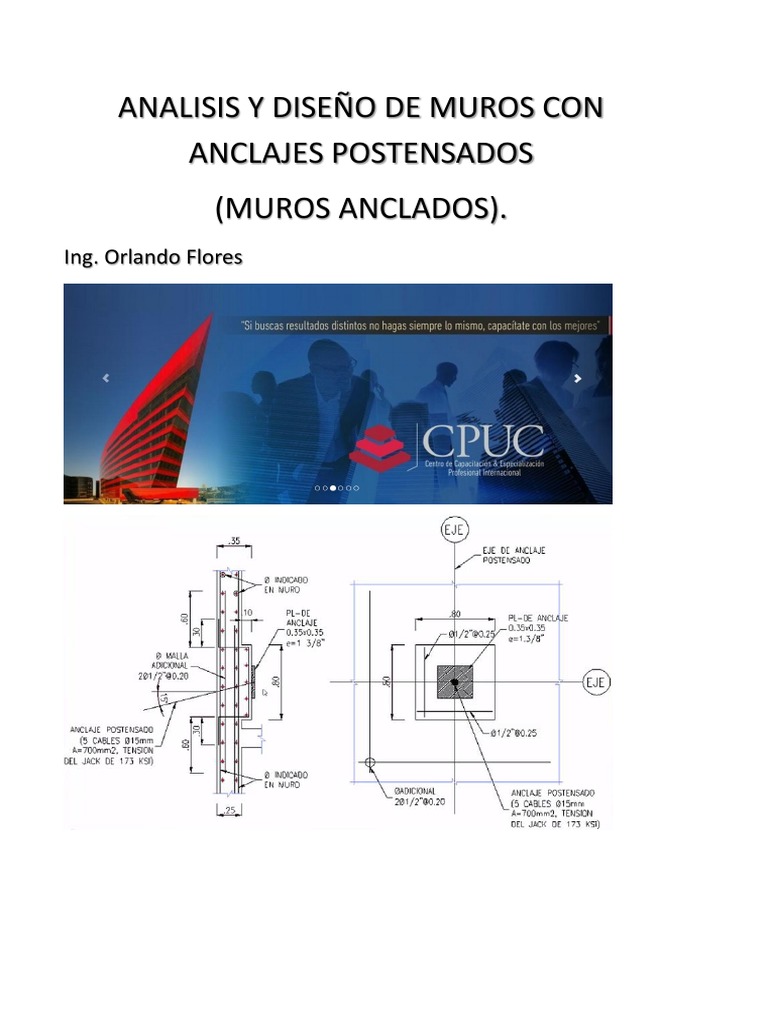 Analisis Y Diseño De Muros Con Anclajes Postensados Pdf Hormigón