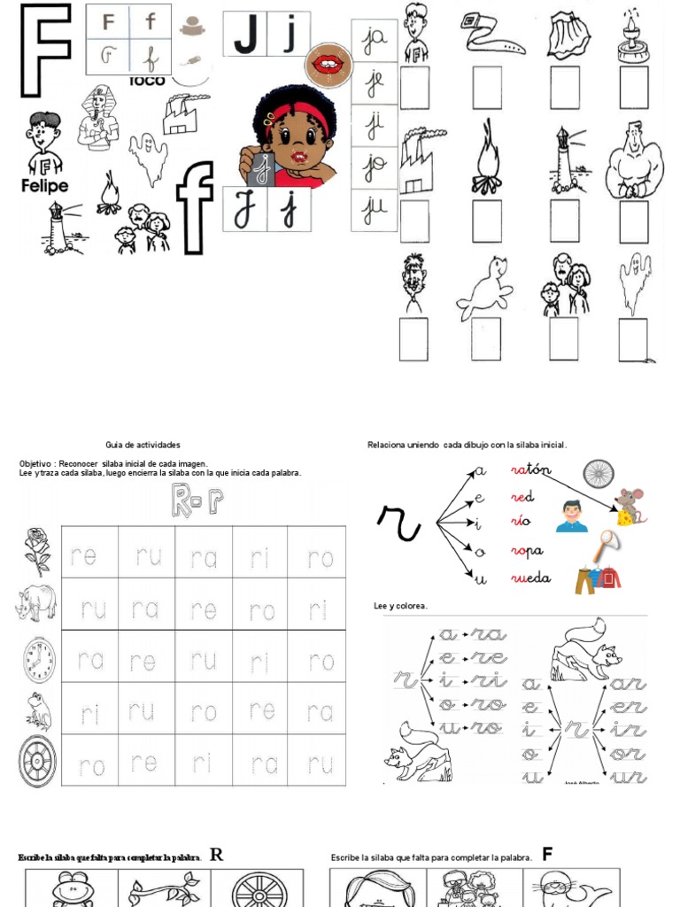 Guia de Actividades R Relaciona Uniendo Cada Dibujo Con La Silaba ...