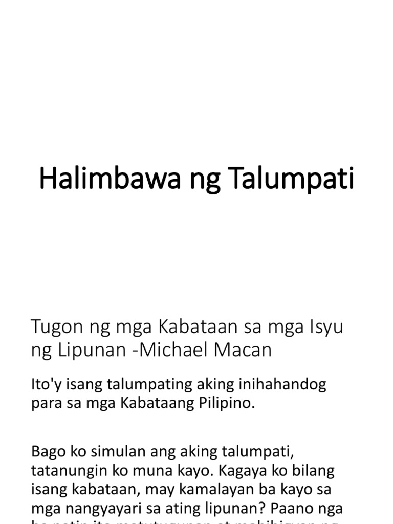 Halimbawa NG Talumapti | PDF