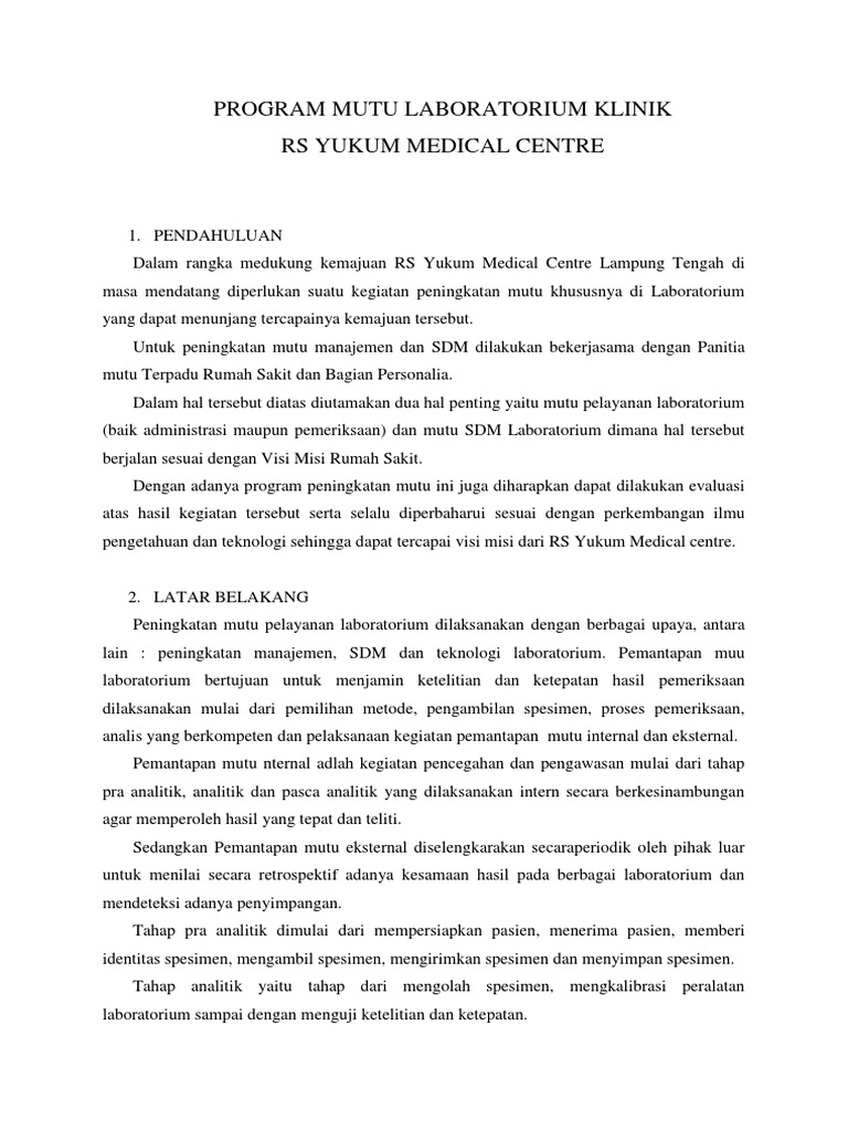 Program Mutu Laboratorium Klinik | PDF