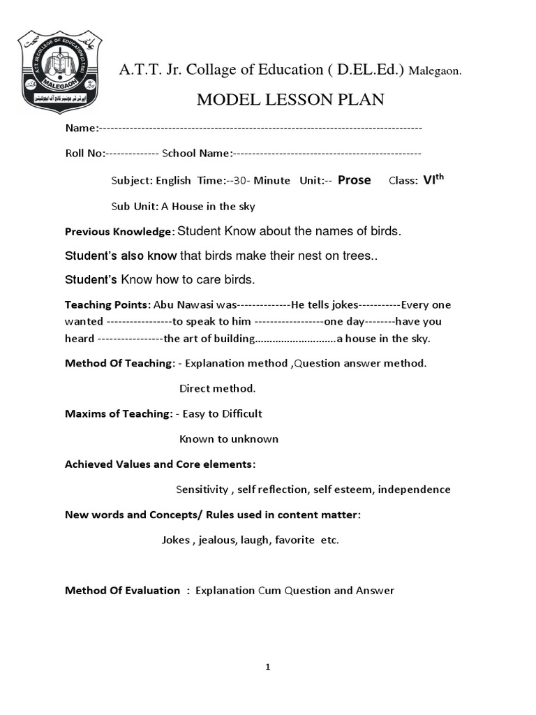 English Lesson Plan Prose D.el - ED. 2019 | PDF | Reading Comprehension | Teachers