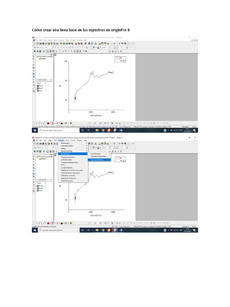 Como Crear Una Linea Base en Los Espectros en OriginPro 8 | PDF