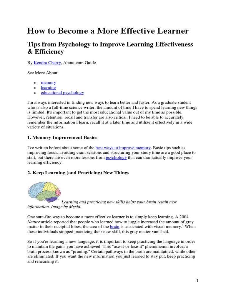 How To Become A More Effective - 1 | PDF | Memory | Recall (Memory)