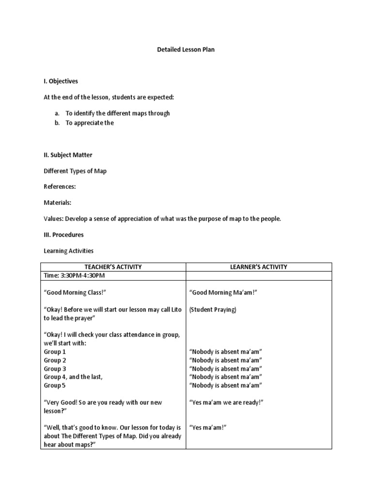 Detailed Lesson Plan | PDF | Map | Geography